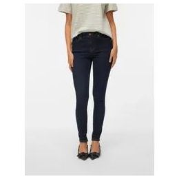 V&eacute;ro Moda Skinny-fit-Jeans VERO MODA "VMFLASH MR SKINNY JEANS LI3190 NOOS", Damen, Gr. L, L&auml;nge 32, dunkelblau denim detail:rinse, Denim/Jeans, Obermaterial: 91% Baumwolle, 7% Elastomultiester, 2% Elasthan, unifarben, skinny fit lang, Jeans, Baumwollmischung, skinny fit