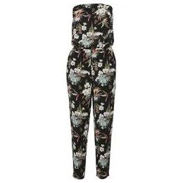 Jumpsuit Urban Classics "Urban Classics Damen Ladies Viscose Bandeau Jumpsuit", Damen, Gr. L, US-Gr&ouml;&szlig;en, schwarz tropical, 100% Viskose, loose fit, Overalls Jumpsuit