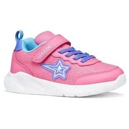 Sneaker Geox "J SPRINTYE GIRL", M&auml;dchen, Gr. 34, pink, lila, Lederimitat, Textil, Glitzer, Schuhe Sneaker, Slipper mit sch&ouml;nen Glitzerdetails, Gr&ouml;&szlig;enschablone zum Download