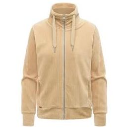 Sweatjacke Ragwear "Ronette Cordy", Damen, Gr. XS (34), sand, Sweatware, Material: 76% Baumwolle, 20% Polyester, 4% Polyester, figurumspielend h&uuml;ftbedeckend, hoch geschlossener Ausschnitt, &Auml;rmel ohne &Auml;rmelschlitz elastischer Bund, Sweatjacken Sweatjacke, Zip-Jacke aus weichem Kord und hohem Kragen