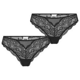 Panty Urban Classics "Urban Classics Ladies Allover Lace Brazilian 2-Pack", Damen, Gr. L, schwarz, schwarz, 90% Nylon, 10% Elasthan, unifarben, Unterhosen Panty