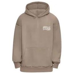 Kapuzenpullover DROPSIZE "Dropsize Herren Dropsize Heavy Oversize Mirrored Logo Hoodie", Herren, Gr. XS, taupe, 70% Baumwolle, 30% Polyester, mehrfarbig, oversize, ohne Ausschnitt, Pullover Kapuzenpullover