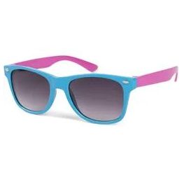 Wayfarer styleBREAKER "Kinder Sonnenbrille Nerd Style", Jungen, blau (gestell hellblau, pink, glas grau verlauf), Modisch, Sonnenbrillen
