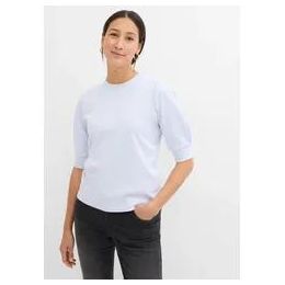 T-Shirt bonprix, Damen, Gr. 52/54 (XXL), zartblau, Jersey, Obermaterial: 100% Baumwolle, unifarben, oversize h&uuml;ftbedeckend, Rundhals, angesetztes B&uuml;ndchen, Shirts T-Shirt, Oversize-Passform, dezente Puff&auml;rmel, Halbarm, aus reiner Baumwolle