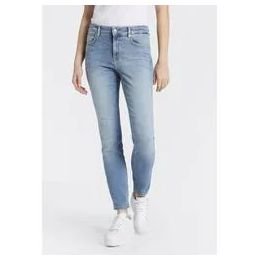 Slim-fit-Jeans BOSS ORANGE "JACKIE MR 11.0 Premium Damenmode", Damen, Gr. 30, L&auml;nge 30, medium blau 423, Denim/Jeans, Obermaterial: 92% Baumwolle, 6% Polyester, 2% Elasthan, unifarben, slim fit lang, Jeans Slim-fit-Jeans, im 5-Pocket-Stil, Mid Rise