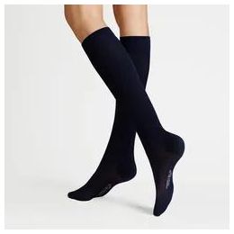 Kniestr&uuml;mpfe Hudson "Kniestrumpf Relax Fine", Damen, Gr. 35-38, blau (marine 0335), Obermaterial: 65% Baumwolle CO. 32% Polyamid PA. 3% Elasthan EL., Socken Kniestr&uuml;mpfe