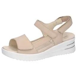 Waldl&auml;ufer Keilsandalette WALDL&Auml;UFER "H-DINA", Damen, Gr. 4 (37), hellbeige, Nubukleder, unifarben, Schuhe, Sandale, Klettschuh, Sommerschuh in Komfortweite H (= sehr weit)