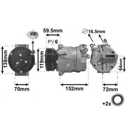 Van Wezel Kompressor, Klimaanlage 3700k279 f&uuml;r OPEL FIAT / LANCIA