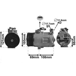 Van Wezel Kompressor, Klimaanlage 3700k358 f&uuml;r OPEL