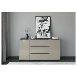 Sideboard "Reno", taupe matt lack, glas taupe glanz, B:182cm H:94cm T:42cm, Glas, Holzwerkstoff, SET ONE BY Musterring, Sideboards, Sideboard, Mit Gleitern und in verschiedenen Farben erh&auml;ltlich