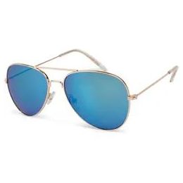 Pilotenbrille styleBREAKER "Kinder Pilotenbrille 4 bis 10 Jahre", Jungen, blau (gestell gold, glas blau verspiegelt), Modisch, Sonnenbrillen