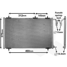 Van Wezel Kondensator, Klimaanlage 40005257 f&uuml;r Peugeot