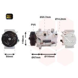 Van Wezel Kompressor, Klimaanlage 0901k725 f&uuml;r Citro&euml;n/Peugeot Peugeot TOYOTA