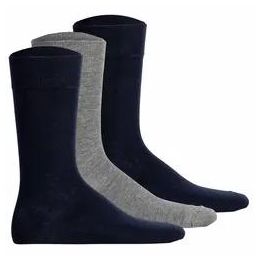 Kurzsocken Hudson "Socken EASY3 3-PACK 3er Pack", Herren, Gr. 39-42, blau (dunkelblau, grau), Obermaterial: 80% Baumwolle CO. 17% Polyamid PA. 3% Elasthan EL., Socken