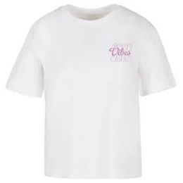 T-Shirt MISS TEE "Miss Tee Good Vibes Wording Tee", Damen, Gr. M, wei&szlig;, 100% Baumwolle, bedruckt, oversize, Rundhals, Shirts T-Shirt