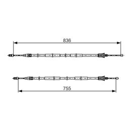 Bosch Seilzug, Feststellbremse 1987482800 f&uuml;r RENAULT