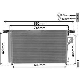 Van Wezel Kondensator, Klimaanlage 82005176 f&uuml;r HYUNDAI