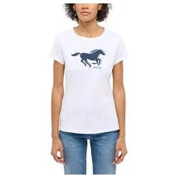 T-Shirt Mustang "MU-Loa", Damen, Gr. M, general wei&szlig;, Single Jersey, Obermaterial: 100% Baumwolle, figurbetont normal, Rundhals, Shirts T-Shirt, Figurbetonende Passform