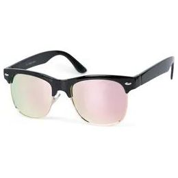 Wayfarer styleBREAKER "Kinder Sonnenbrille Ovale Gl&auml;ser", Jungen, pink (gestell schwarz, gold, glas pink verspiegelt), Modisch, Sonnenbrillen