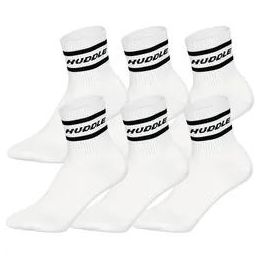 Kurzsocken HUDDLE "Socken HUDDLE 6pk Short Crew Socks Stripe 6er Pack", Herren, Gr. 35-38, wei&szlig;, Obermaterial: 81% Polyester PES. 16% Baumwolle CO. 3% Elasthan EL., Socken
