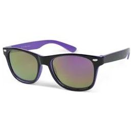 Wayfarer styleBREAKER "Kinder Sonnenbrille Nerd Style", Jungen, lila (gestell schwarz, lila, glas lila verspiegelt), Modisch, Sonnenbrillen