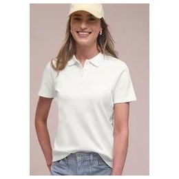 Poloshirt Street One, Damen, Gr. 44, sanftes wei&szlig;, Web, 97% Baumwolle, 3% Elasthan, unifarben, normal normal, hoch geschlossener Ausschnitt, abgesteppt, Shirts, aus Baumwolle mit Stretchante