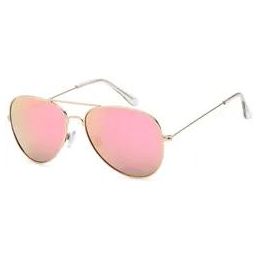 Pilotenbrille styleBREAKER "Kinder Pilotenbrille 4 bis 10 Jahre", Jungen, pink (gestell gold, glas pink verspiegelt), Modisch, Sonnenbrillen