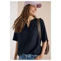 Shirtbluse Cecil, Damen, Gr. XS (36), universal blau, Stoff, 100% Viskose, unifarben, klassisch normal, Rundhals, normaler Saum, Blusen, mit geschlitztem Rundhalsausschnitt