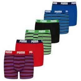 Boxershorts Puma "Puma BOYS EVERYDAY STRIPED BOXERS", Jungen, Gr. 122/128, rot, gr&uuml;n, blau, Single Jersey, Obermaterial: 95% Baumwolle, 5% Elasthan, k&ouml;rpernah, Unterhosen, ohne Eingriff, mit elastischem Logobund, Multipack