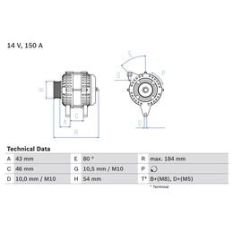 Bosch Generator 0986044400 f&uuml;r Peugeot Fiat LANCIA Suzuki