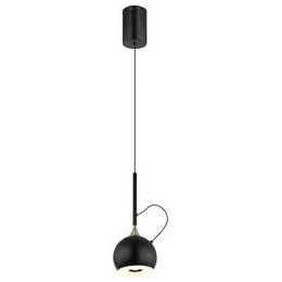 Globo LIGHTING H&auml;ngeleuchte "DONOVAN", schwarz matt, 1, &Oslash; 12cm H: 150cm, 1 Stk., Leuchten, H&auml;ngeleuchte Schwarz/Gold, Silikon opal, dimmbar, LED 10W, H&auml;ngeleuchte