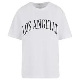 T-Shirt MISS TEE "Miss Tee Los Angeles City Wording Tee", Damen, Gr. S, wei&szlig;, 100% Baumwolle, bedruckt, oversize, Rundhals, Shirts T-Shirt