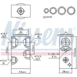 NISSENS Expansionsventil, Klimaanlage 999248 f&uuml;r FORD ABARTH