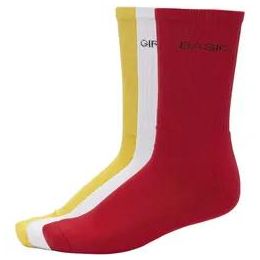 Str&uuml;mpfe Urban Classics "Urban Classics Unisex Wording Socks 3-Pack", Herren, Gr. 43-46, gelb, rot, wei&szlig;, Baumwolle, Elasthan, Polyester, normal, Socken Str&uuml;mpfe