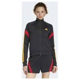 Sweatjacke Adidas SPORTSWEAR "HOUSE OF TIRO NATIONS PACK", Damen, Gr. XS, schwarz, team power rot 2, collegiate gold, Obermaterial: 53% Baumwolle, 47% Polyester, angesetztes B&uuml;ndchen, Sweatjacken Sweatjacke