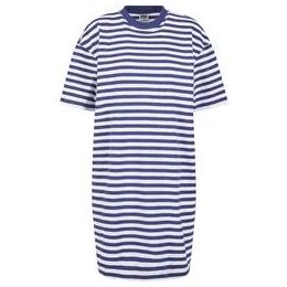 Shirtkleid Urban Classics "Urban Classics Damen Ladies Oversized Striped Tee Dress", Damen, Gr. L, US-Gr&ouml;&szlig;en, wei&szlig;, dunkelblau, 100% Baumwolle, relaxed fit, Rundhals, Kleider Shirtkleid