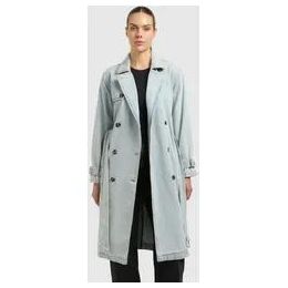 Trenchcoat Khujo "HERA", Damen, Gr. S, bleached blau, Web, 100% Baumwolle, regular fit, eingesetzt abgesteppte Kante verstellbar, M&auml;ntel