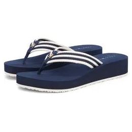 Zehentrenner Tommy Hilfiger "TH STRIPE SUMMER SANDAL", Herren, Gr. 41, dunkelblau, wei&szlig;, Textil, gestreift, Schuhe Zehentrenner, Sommerschuh, Dianette, Plateauschuh mit gestreifter Bandage