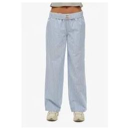 Cargohose Superdry "COTTON STRIPE ELASTIC TROUSER", Damen, Gr. M, N-Gr, broker blau stripe, Jersey, Obermaterial: 100% Baumwolle, gestreift, relaxed fit normal, Hosen Cargohose