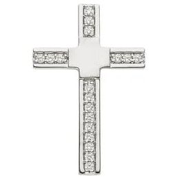 Kreuzanh&auml;nger Jobo "Anh&auml;nger Kreuz Silberkreuz 29 mm", silber 925, wei&szlig;, Schmuckanh&auml;nger, Herren, Silber 925 (Sterlingsilber), 925 Silber rhodiniert mit 18 Zirkonia