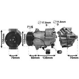 Van Wezel Kompressor, Klimaanlage 3700k607 f&uuml;r Opel