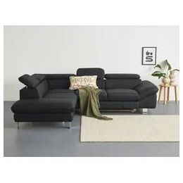 Ecksofa COTTA "Driver L-Form", schwarz, B:268cm H:73cm T:214cm, Kunstleder SOFTLUX;LEDER BEEFY (ein abgedecktes Spalt-Rindsleder) im Sitz und R&uuml;cken (Korpus in Kunstleder);Luxus-Kunstleder;Leder Pampas (echtes Rindsleder) im Sitz und R&uuml;cken (R&uuml;ckseite mit Spannstoff bezogen), Sofas, Ecksofa, mit Kopfteilverstellung, wahlweise mit Bettfunktion & Bettkasten
