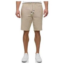 Leinenhose INDICODE "INLeoni Shorts", Herren, Gr. L, N-Gr, cornstalk, Web, Obermaterial: 55% Leinen, 45% Baumwolle, unifarben, regular fit kn&ouml;chellang, Hosen