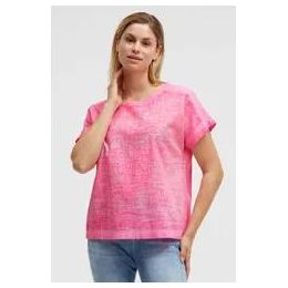 Schlupfbluse SOCCX, Damen, Gr. XL/XXL, neon magenta, Web, Material: 100% Baumwolle, bedruckt, regular fit normal, Rundhals, weit gerader Abschluss, Blusen Schlupfbluse, mit &uuml;berschnittener Schulter