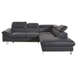 Ecksofa COTTA "Driver L-Form", schwarz, B:268cm H:73cm T:214cm, Kunstleder SOFTLUX;LEDER BEEFY (ein abgedecktes Spalt-Rindsleder) im Sitz und R&uuml;cken (Korpus in Kunstleder);Luxus-Kunstleder;Leder Pampas (echtes Rindsleder) im Sitz und R&uuml;cken (R&uuml;ckseite mit Spannstoff bezogen), Sofas, Ecksofa, mit Kopfteilverstellung, wahlweise mit Bettfunktion & Bettkasten