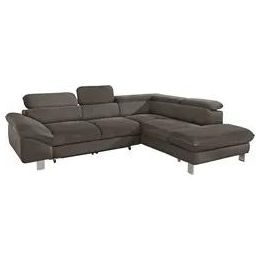 Ecksofa COTTA "Driver L-Form", espresso, B:266cm H:73cm T:214cm, Struktur (100% Polyester);Chenille (90% Polyester, 10% Polyamid), Sofas, Ecksofa, mit Kopfteilverstellung, wahlweise mit Bettfunktion & Bettkasten