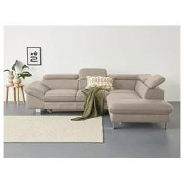 Ecksofa COTTA "Driver L-Form", natural, B:268cm H:73cm T:214cm, Kunstleder SOFTLUX;LEDER BEEFY (ein abgedecktes Spalt-Rindsleder) im Sitz und R&uuml;cken (Korpus in Kunstleder);Luxus-Kunstleder;Leder Pampas (echtes Rindsleder) im Sitz und R&uuml;cken (R&uuml;ckseite mit Spannstoff bezogen), Sofas, Ecksofa, mit Kopfteilverstellung, wahlweise mit Bettfunktion & Bettkasten