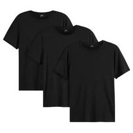 T-Shirt bonprix "T-Shirt (3er Pack)", Damen, Gr. 60/62 (XXL), schwarz (schwarz, schwarz, schwarz), Obermaterial: 100% Baumwolle, regular fit, Shirts T-Shirt, bequemer Regular Fit, Rundhalsausschnitt, leichte Stoffqualit&auml;t
