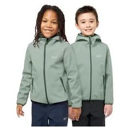 Softshelljacke Jack Wolfskin "FOURWINDS JACKET KIDS", Jungen, Gr. 152, gr&uuml;n zinnia, Softshell, Obermaterial: 100% Polyester. Innenseite: 100% Polyester, hoch geschlossener Ausschnitt, eingefasste Kante, Jacken Softshelljacke