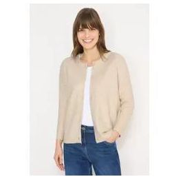 Cardigan Cecil, Damen, Gr. XXL (46), egg beige melange, Web, 37% Baumwolle, 34% Polyacryl, 26% Polyester, 3% Elasthan, unifarben, comfort fit kurz, Rundhals, Rippb&uuml;ndchen, Strickjacken, mit 3/4 &Auml;rmeln